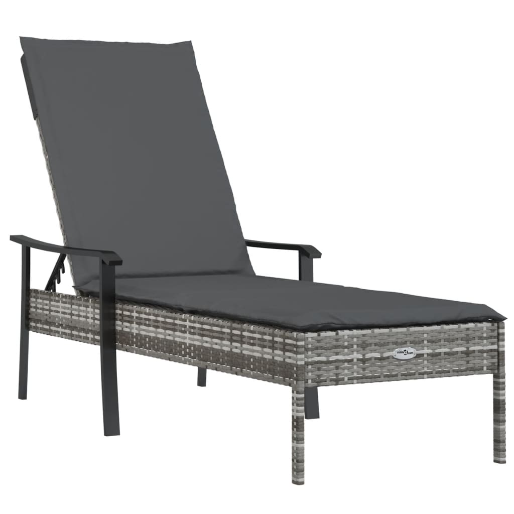 vidaXL liggestol med hynde polyrattan grå | vidaXL.dk