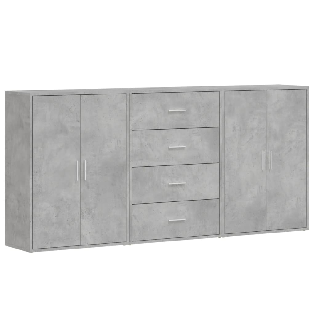 vidaXL kommoder 3 stk. 60x31x84 cm konstrueret træ betongrå | vidaXL.dk