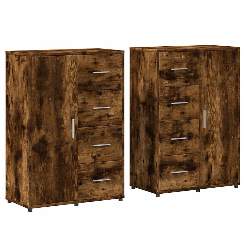 vidaXL kommoder 2 stk. 60x31x84 cm konstrueret træ røget egetræsfarve ...
