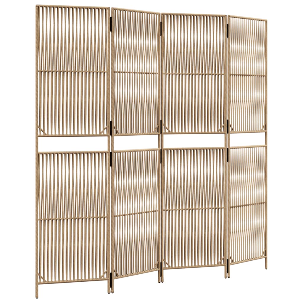 vidaXL rumdeler 4 paneler polyrattan beige | vidaXL.dk