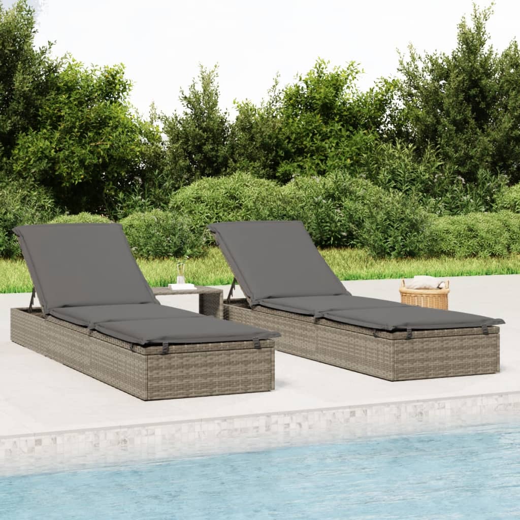 vidaXL liggestol med hynde 201x55x62 cm polyrattan grå | vidaXL.dk