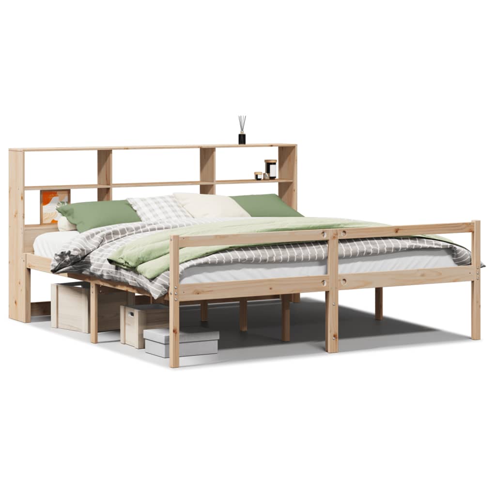 vidaXL seng med reol uden madras 180x200 cm massivt fyrretræ | vidaXL.dk