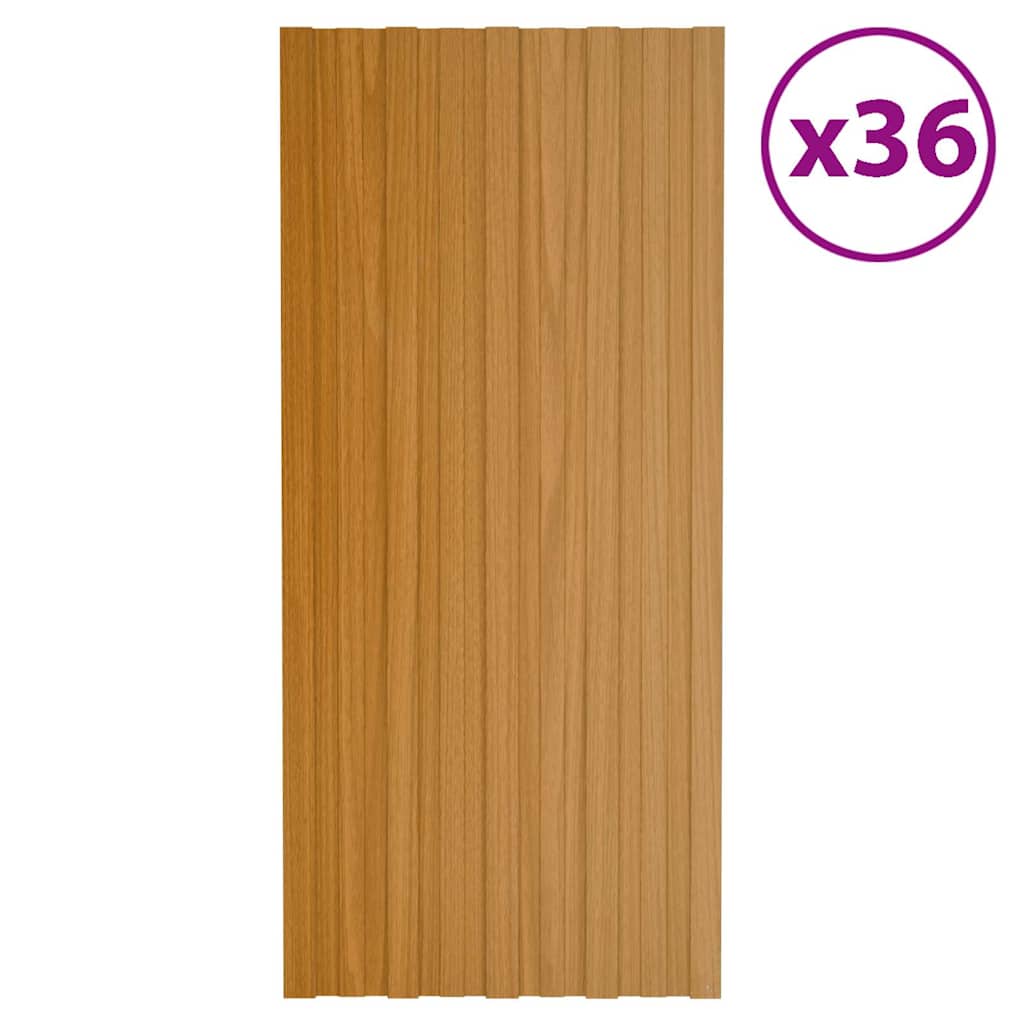 vidaXL tagplader 36 stk. 100x45 cm galvaniseret stål lyst træ | vidaXL.dk