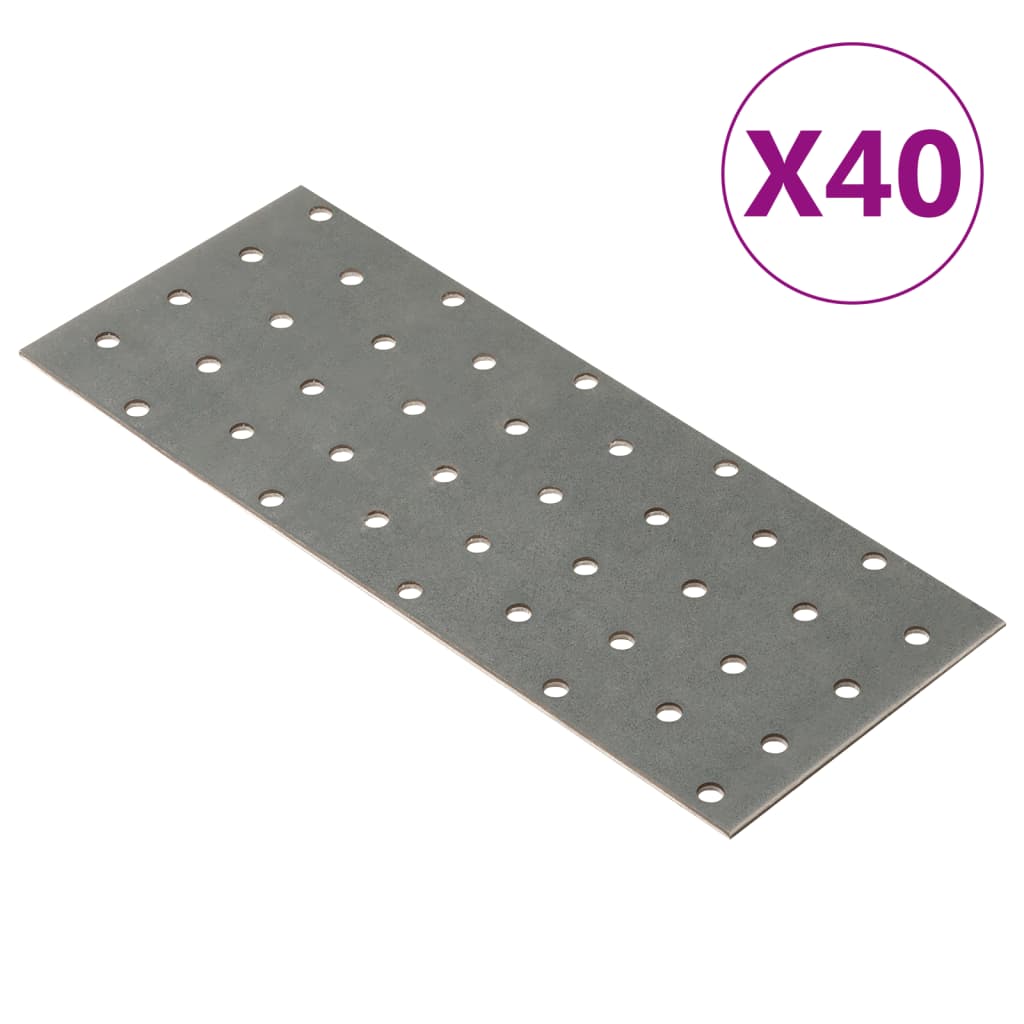 vidaXL perforerede plader 40 stk. 2 mm 200x80 mm galvaniseret stål ...