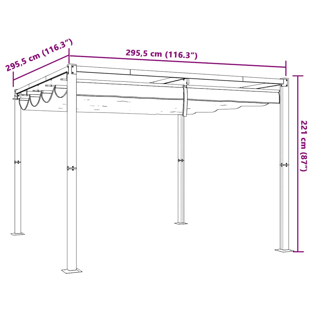 vidaXL Havepavillon med optrækkeligt tag Taupe 3x3 m Stål | vidaXL.dk