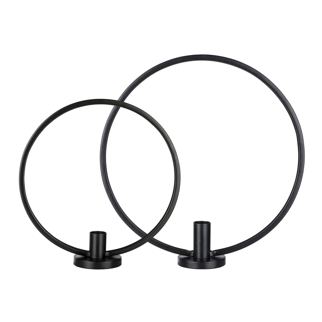 HI ringformet lysestage 2 stk. sort